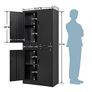 YEEZER Metal File Storage Cabinet, with 2 Lockable Drawers, 71 "H Lockable Steel Filing Cabinet with Adjustable Shelf, Suitable for Offices, Garages, Warehouses, School, Homes and Kitchens