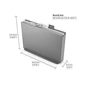Joseph Joseph Index Plastic Cutting Board Set with Storage Case Color-Coded Dishwasher-Safe Non-Slip, Large, Graphite, index large