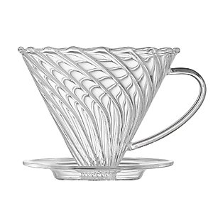 Vandroop Coffee Dripper, Resuable Pour Over Coffee Maker With Handle, Slow Brewing Coffee Pour Over for Cafe, Travel, Home&Offices, Single Cup Coffee Pour Over, 02 (Borosilicate Glass, 1-4 Cups)