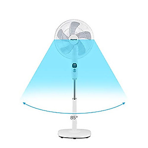 PELONIS 16" Oscillating Pedestal Fan | Standing Adjustable Fan | Ultra Quiet DC Motor | Remote Control | 3 Modes | 12-Hour Timer | High Energy Efficiency | for Bedroom Home Office