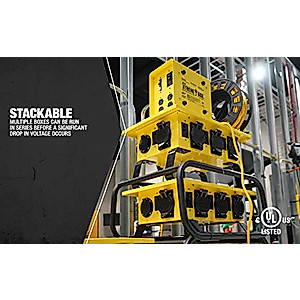 Southwire 019703R02 6506UGSX 50A Temp PWR X-TREME Box 6-Straight Blade SLED Base, 1 Pack, Yellow