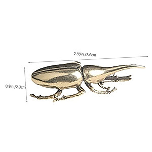 VOSAREA 2pcs Brass Ornament Beetle Model Garden Art Copper Figurines Brass Decor Brass Animal Ornament Coraline Decor feng Shui Statue Brass Statue Statues Table Decoration Delicate