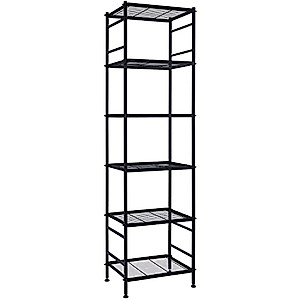 6-Wire Shelving Metal Storage Rack Shelves, Standing Storage Shelf Units for Laundry Bathroom Kitchen Pantry Closet(Black)
