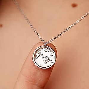 Pura Vida 18" Silver Crystal Mountain Coin Necklace - Handmade Statement Necklace with Czech Crystal - Silver Necklace for Women, Long Necklaces for Teen Girls, Boho Jewelry for Women - 3" Extender