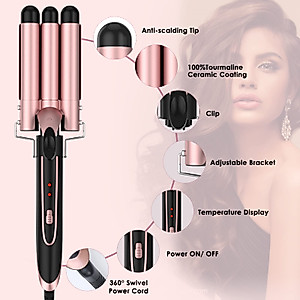 Yovikin Curling Iron, 6 in 1 Curling Wand Set with Hair Straightener Brush, Professional Hair Curler with 6 Interchangeable Ceramic Barrels, Instant Heat Up Hair Iron with Heat Resistant Glove