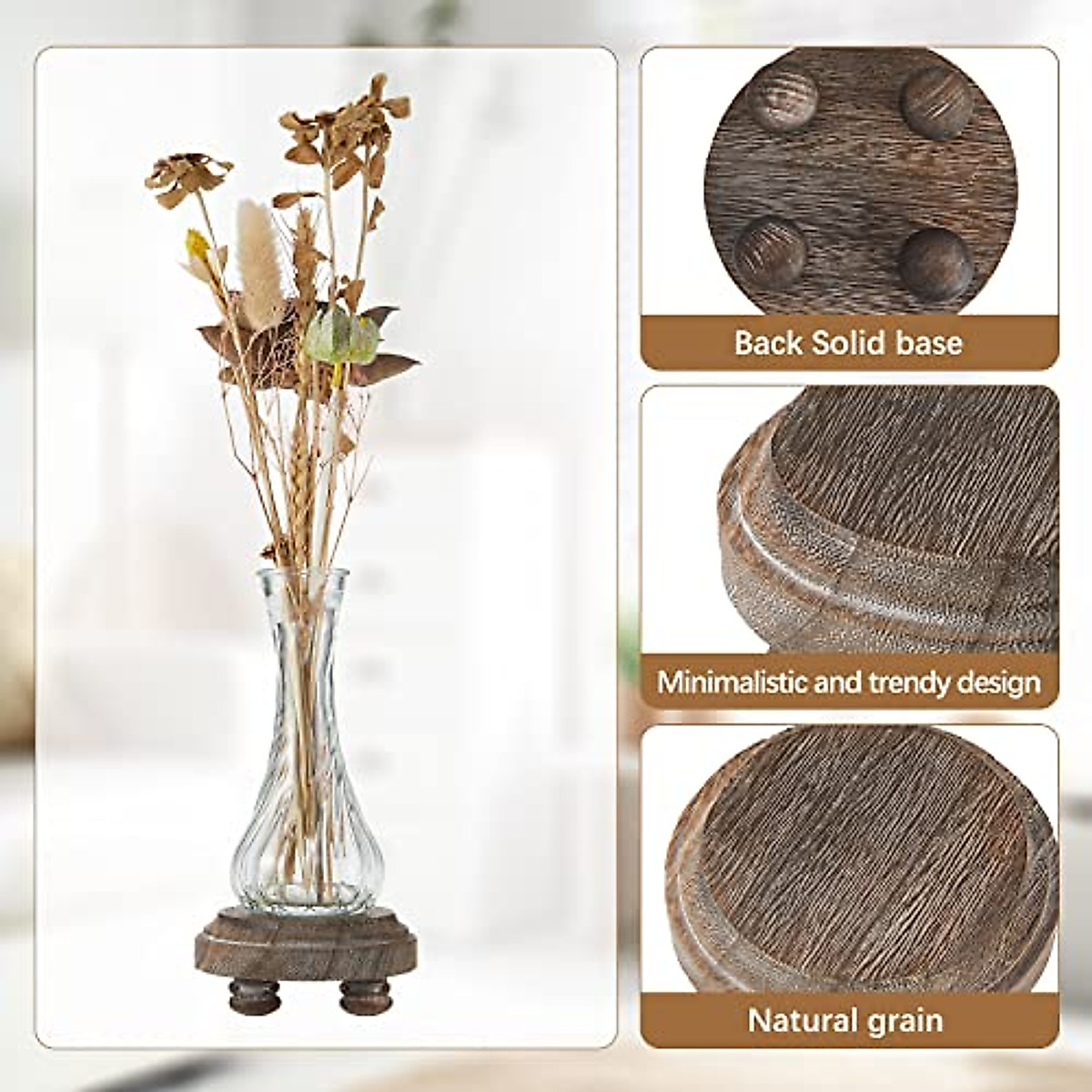 Yalikop 2 Pieces Wood Risers for Decor Farmhouse Wood Riser Rustic Pedestal Wood Pedestal Mini Riser Stand for Tiered Serving Stands Farmhouse Cake Food Plant Display Decor