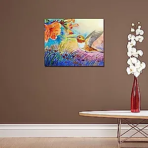 TUMOVO Paint by Numbers for Adults Beginner, Hummingbird Oil Painting for Adults Kids Paint by Number Watercolor Painting Kids Paint by Number Kits Romantic DIY Acrylic Painting Kits, 16"x20"