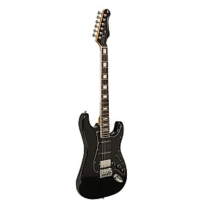 Stagg 6 String Solid-Body Electric Guitar, Right, Black, Full (SES-60 BLK)