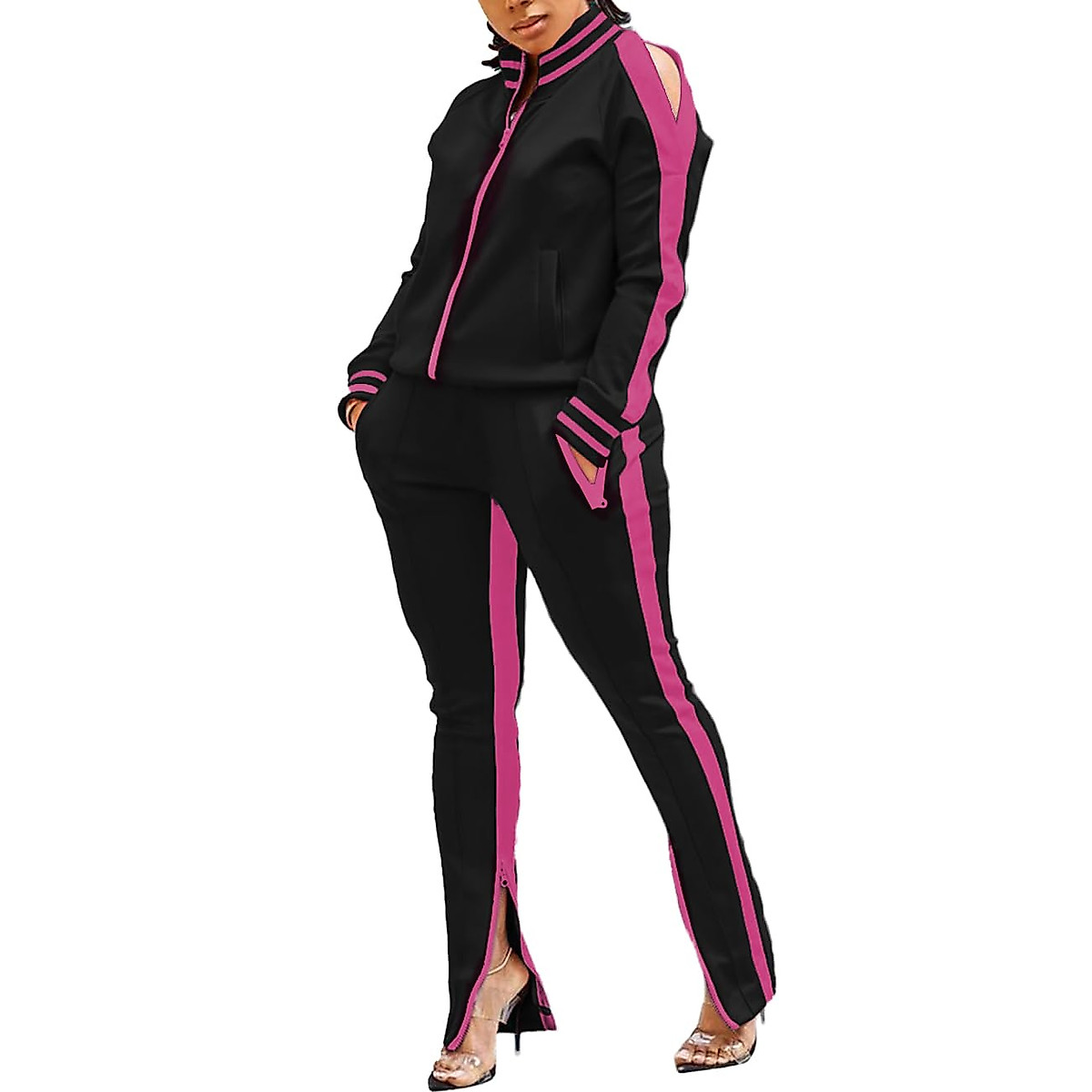 TOPONSKY Women Sweatsuit For Hoodie Womens Jogger Set Sweat Suits Outfit Black Rose XL