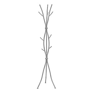 Monarch Specialties I 2061 Coat Rack, Hall Tree, Free Standing, 11 Hooks, Entryway, 74" H, Bedroom, Metal, Grey, Contemporary, Modern