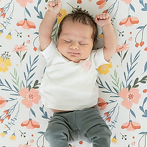 Graced Soft Luxuries 100% Cotton Fitted Crib Sheet for Standard Crib and Toddler Mattresses, for Baby Boys and Girls (Floral Burst)