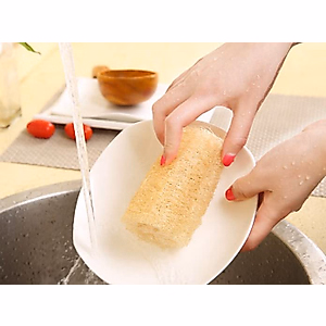 Introduction Price! 2ct Natural Loofah Sponge,Loofah Exfoliating Body Scrubber&Loofa Body Sponge,Shower Sponges for Men/Women,Skin Care,Body Scrub Exfoliator,Kitchen,Cleansing Exfoliating Sponge