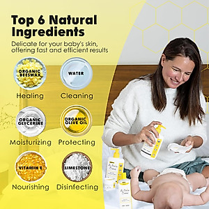 La Petite Creme Premium French Diapering Gift Set: Includes Organic Diapering Lotion (8 oz), Travel-size Liniment Baby Lotion (2 oz), 1 Travel-size Diaper Balm (1 oz), 50 Disposable Cotton Pads