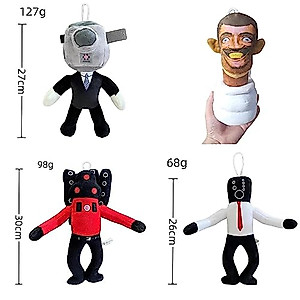 Qabfwe Skibidi Toilet Plush, 11" Speakerman Bosses Plushies Toys Skibidi Toilet Head Plushies Toys for Fans and Friends Beautifully Stuffed Animals Doll Gifts (4pcs)