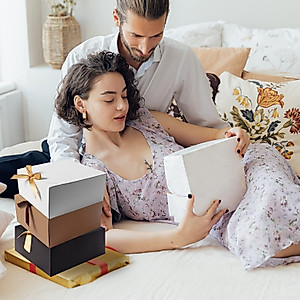 12pack Gift Boxes with Lids,White Gift Boxes Bulk with Gold Bow Ribbon,Bridesmaid Proposal Box for Presents Kraft Paper Gift Boxes for Wedding,Christmas,Halloween,Baby Shower