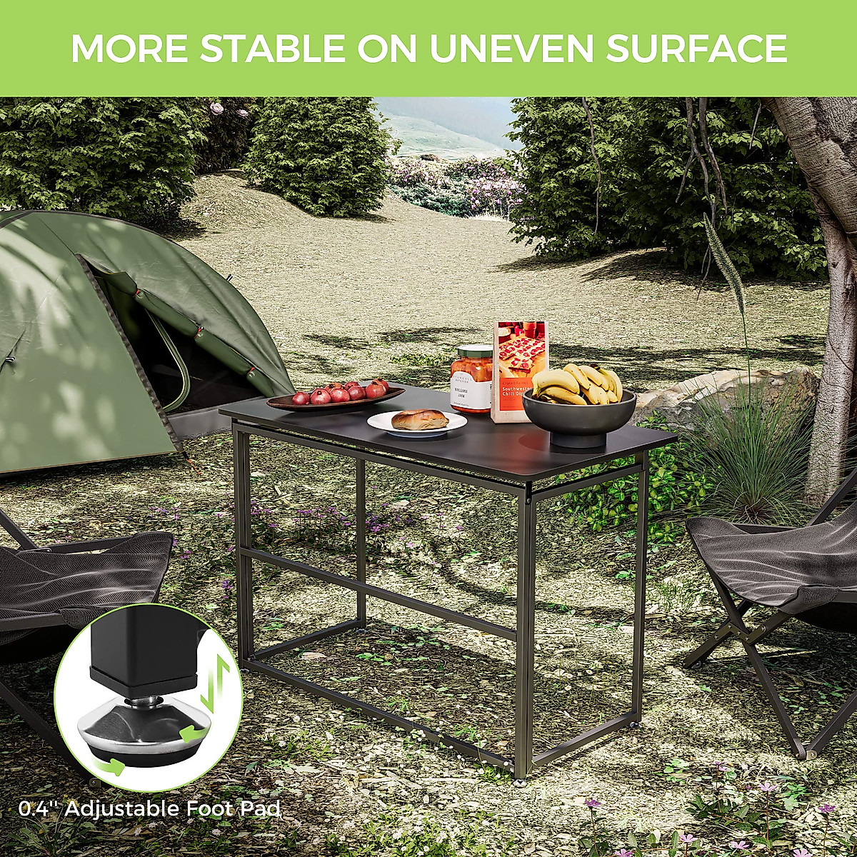 Eureka Ergonomic 43.2 inch Folding Computer Desk, Foldable Table, No Assembly for Home Office Writing PC Study, Portable, Adjustable, Black