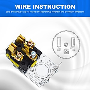 NEMA 6-50R Receptacle 2-Pole 3-Wire Surface Mount Power Receptacle 250V 50A UL Listed, Micmi Black (NEMA 6-50R)