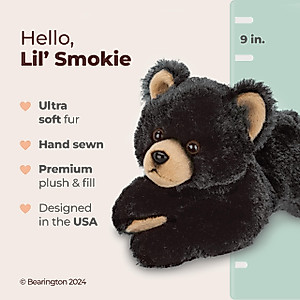 Bearington Lil' Smokie Small Plush Stuffed Animal Black Bear, 9 Inches