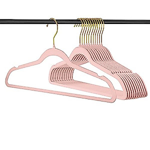 ManGotree Velvet Suit Hangers with 360 Swivel Gold Hook, Non-Slip Coat Hangers, Ultra-Slim Space Saving Hangers, Sturdy & Durable Clothes Hangers, 36 Pack (Pink)