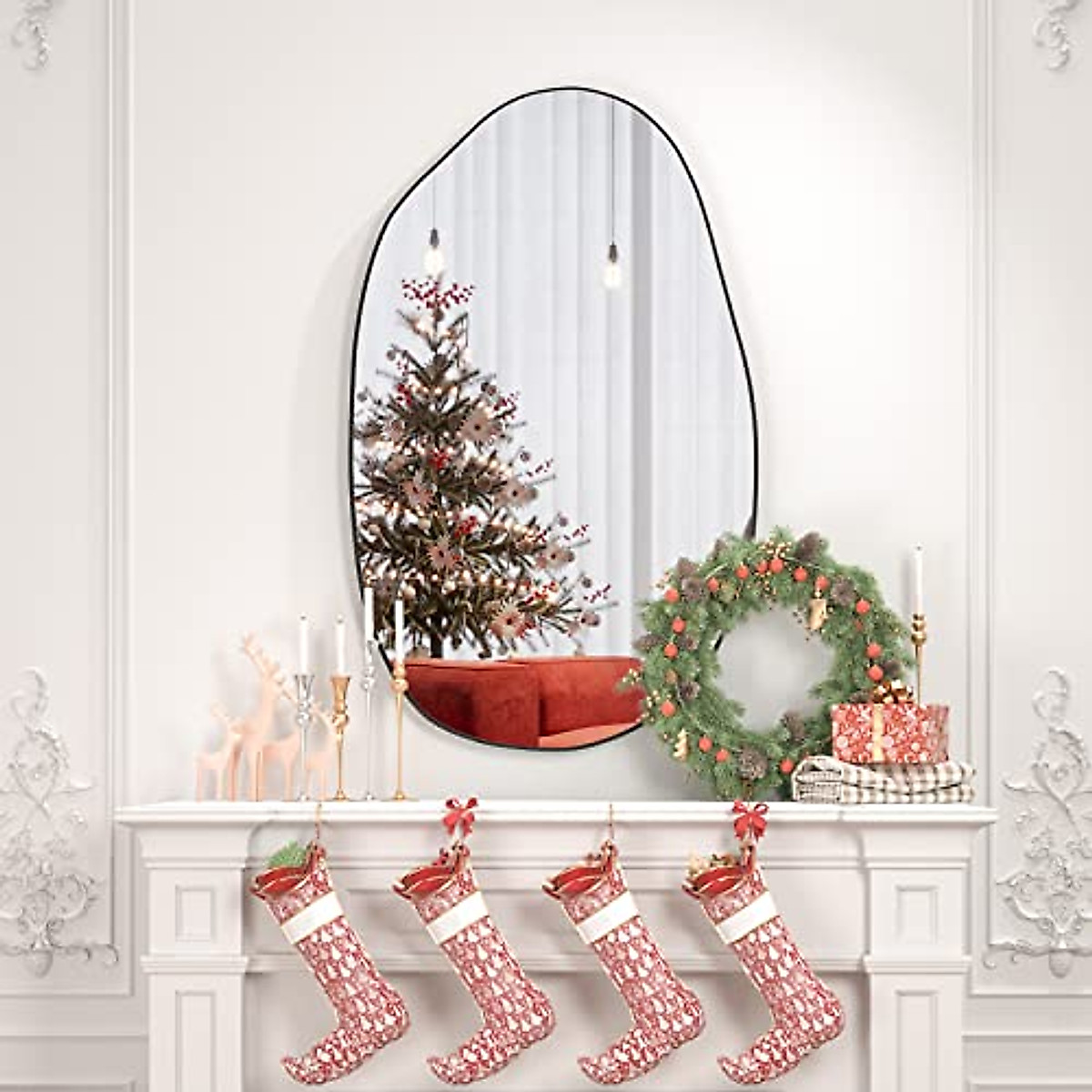 CASSILANDO Irregular Asymmetrical Mirror Wall Mounted, Unique Vanity Mirror,Shaped Dressing Mirror Decorative for Living Room, Bathroom, Bedroom, Entryway Wall Decor, 33.5"×20.5"