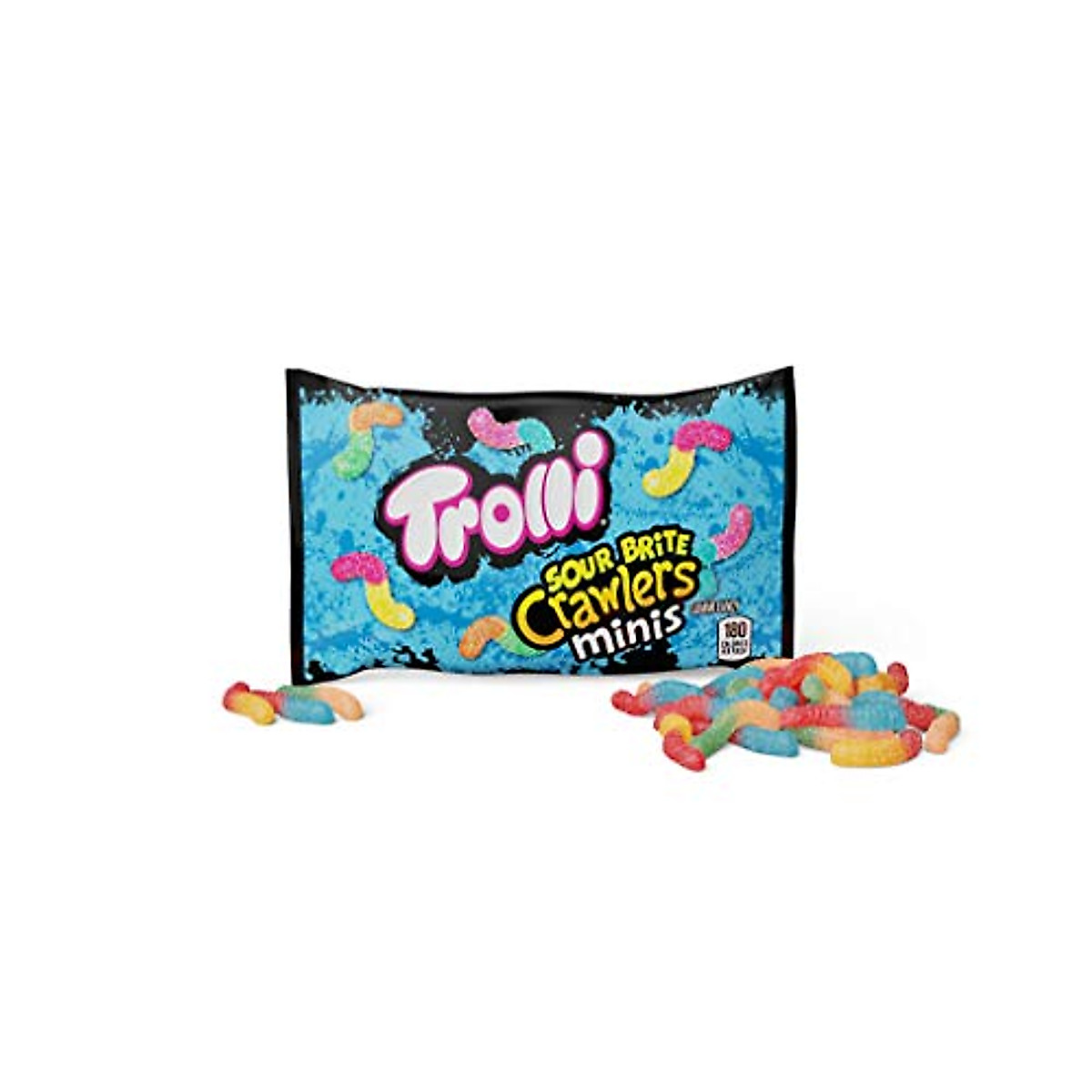 Trolli Sour Brite Crawlers Minis Candy, Sour Gummy Worms, 2 Ounce Treat-Size Pouches (Pack Of 18)