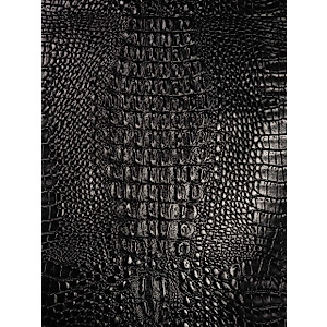 Vinyl Fabric Crocodile Gator Fake Leather Upholstery 54" Wide Sold by The Yard (SEMI Glossy Black)