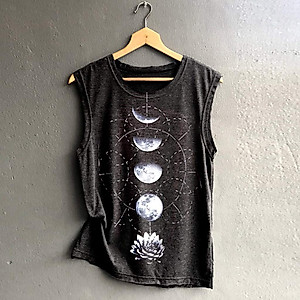 GDJGTA Women's Earth Print Vest Casual Loose Top Sleeveless Crew Neck Tank Sport Pullover Tunic Top Tee Shirt Blouse