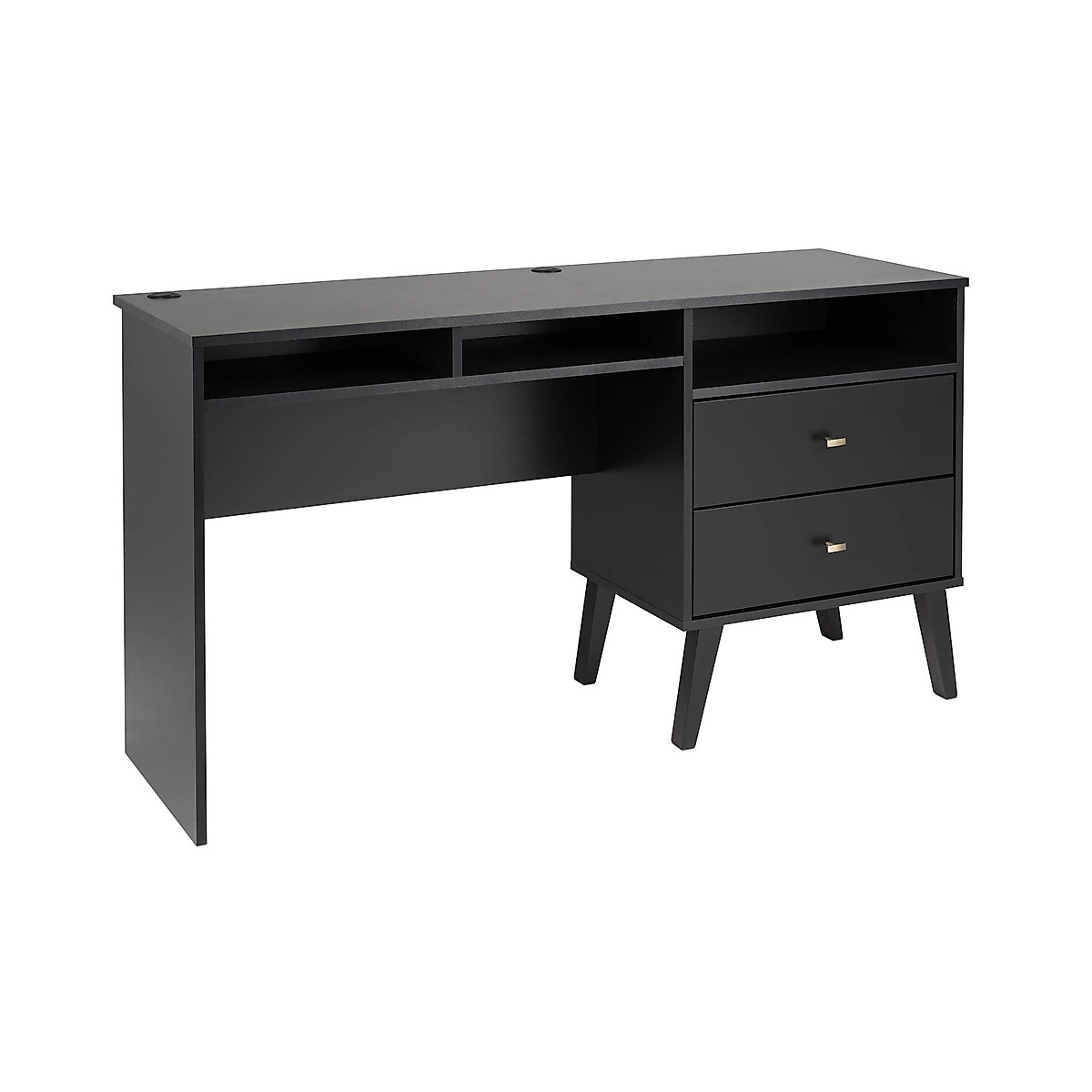 Prepac Milo Desk with Side Storage and 2 Drawers, 55", Black