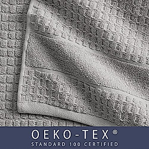 100% Cotton Super Soft Luxury Hand Towel Set | Quick-Dry and Highly Absorbent | Waffle Textured | 550 GSM | Includes 6 Hand Towels | Harper Collection (Light Grey)