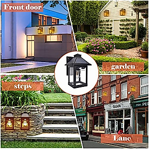 Nodfens 2 Pack Solar Wall Lanterns Outdoor with 3 Modes, Wireless Dusk to Dawn Motion Sensor LED Sconce Lights IP65 Waterproof, Exterior Front Porch Security Lamps Wall Mount Patio Fence Decorative