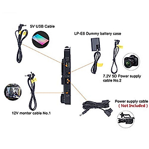 SOONWELL V-Mount Plate Power Supply with LP-E6 Dummy Battery 15mm Rod Bracket for DSLR RED Cameras,Camcorders, Monitors