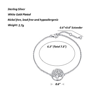 AGVANA Sterling Silver Tree of Life Bracelet for Women Delicate Jewelry Family Tree Bracelet for Her Anniversary Birthday Gifts for Women Mom Wife Lover Daughter Her Yourself, Length 7”