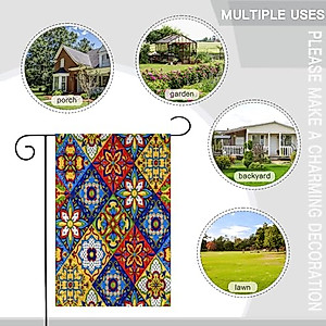 Double-sided garden flag Mexican Talavera Ceramic Tile Outdoor Flag Garden Flag Yard Outdoor Decoration （12×18in）.