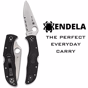 Spyderco Endela Lightweight Knife with Flat Ground Steel Blade and Wildland Firefighter Foundation Black FRN Handle - CombinationEdge - C243FPSBKRD