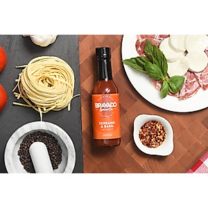 Serrano And Basil Hot Sauce By Bravado Spice Gluten Free, Vegan, Low Carb, Paleo Hot Sauce All Natural 5 oz Hot Sauce Bottle Award Winning Gourmet Hot Sauce