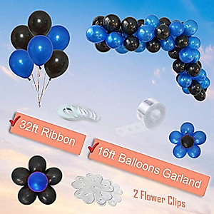 Blue and Black Latex Balloons + DIY Garland Kit - 12 Inch 50pcs
