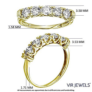 VIR JEWELS 1 cttw 5 Stone Diamond Ring in 14K Yellow Gold Engagement Prong Set Round, Size 9.5