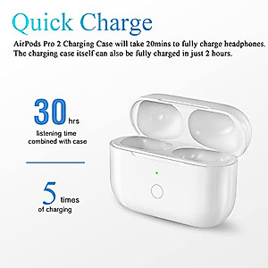 Compatible for AirPods Pro 2nd Generation Charging Case Replacement, Compatible for Wireless AirPods Pro 2 Charger Case with Bluetooth Pairing Sync Button, Built-in Large Battery