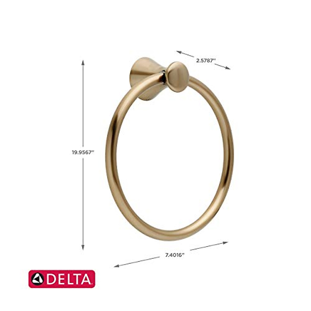 Delta Faucet 73846-CZ Lahara Wall Mounted Towel Ring in Champagne Bronze, Bath Accessories