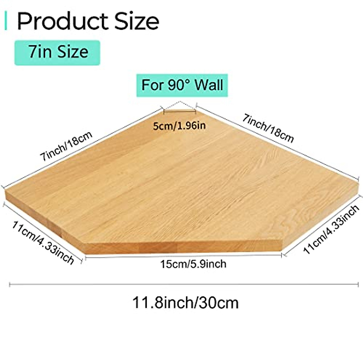 Corner Shelf Floating, Solid Oak Wood Corner Wall Shelf with Wire Hole for Cable, Small Plant Hanging Display Corner Shelf Wall Mount for Bedroom Living Room Kitchen