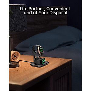 Charger Stand for Apple Watch, 2 in 1 Foldable Wireless Charging Station for Apple Watch Ultra/Ultra2/10/9/8/7/6/5/3/2/1/SE/SE2