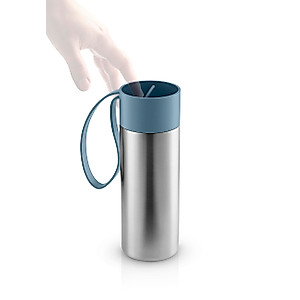 EVA SOLO | To Go Cup 0.35 L Dusty Blue | Double-Walled Thermo Cup with Vacuum Insulation | Stylish Danish Design with Practical Easy Grab Strap & Click Lid | Dusty Blue