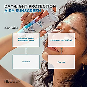 DERMALOGY by NEOGENLAB UVA/UVB SPF50 Day-Light Protection Airy Sunscreen - Essence-type Moisturizing Weightless Sunscreen with No White Cast - 1.69 oz / 50 ml