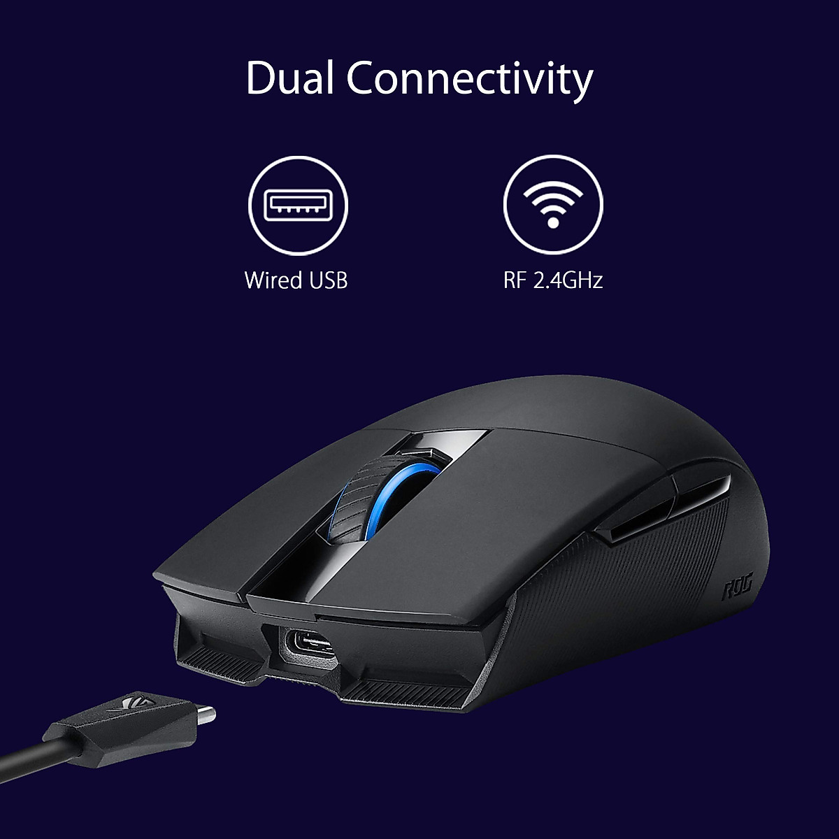 ASUS Optical Gaming Mouse - ROG Strix Impact II | Wireless Gaming Mouse with 16,000 DPI | 5 Programmable Buttons, RGB Lighting, 2.4 GHz, Long Battery Life, Lightweight, Ergonomic (Renewed)