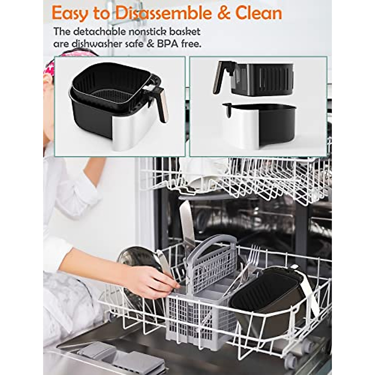 Air Fryer, Airfryer Oven Large Air Fryer 1700W 8-in-1 with Touch Screen Air Fryers Detachable Dishwasher Safe Nonstick Basket Freidora de Aire 36 Recipes BPA & PFOA Free 5.8 QT White Air Fryer