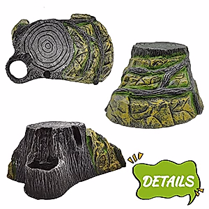 Hamiledyi Reptile Hideout Cave,Resin Simulation Rock Hideout Terrarium Habitat Decortion for Lizards Geckos Chameleons Frogs Turtles Snakes