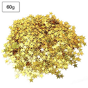 4000Pcs Star Confetti, 10mm PVC Star Table Confetti Star Glitter Sequins Confetti Baby Shower Party Sprinkles for Wedding Party Table Scatter Birthday DIY Decoration (60g) (laser gold)