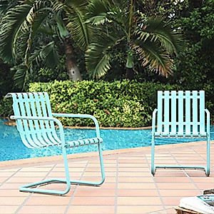 Crosley Furniture Gracie Retro Metal Outdoor Spring Chair - Caribbean Blue (Set of 2)