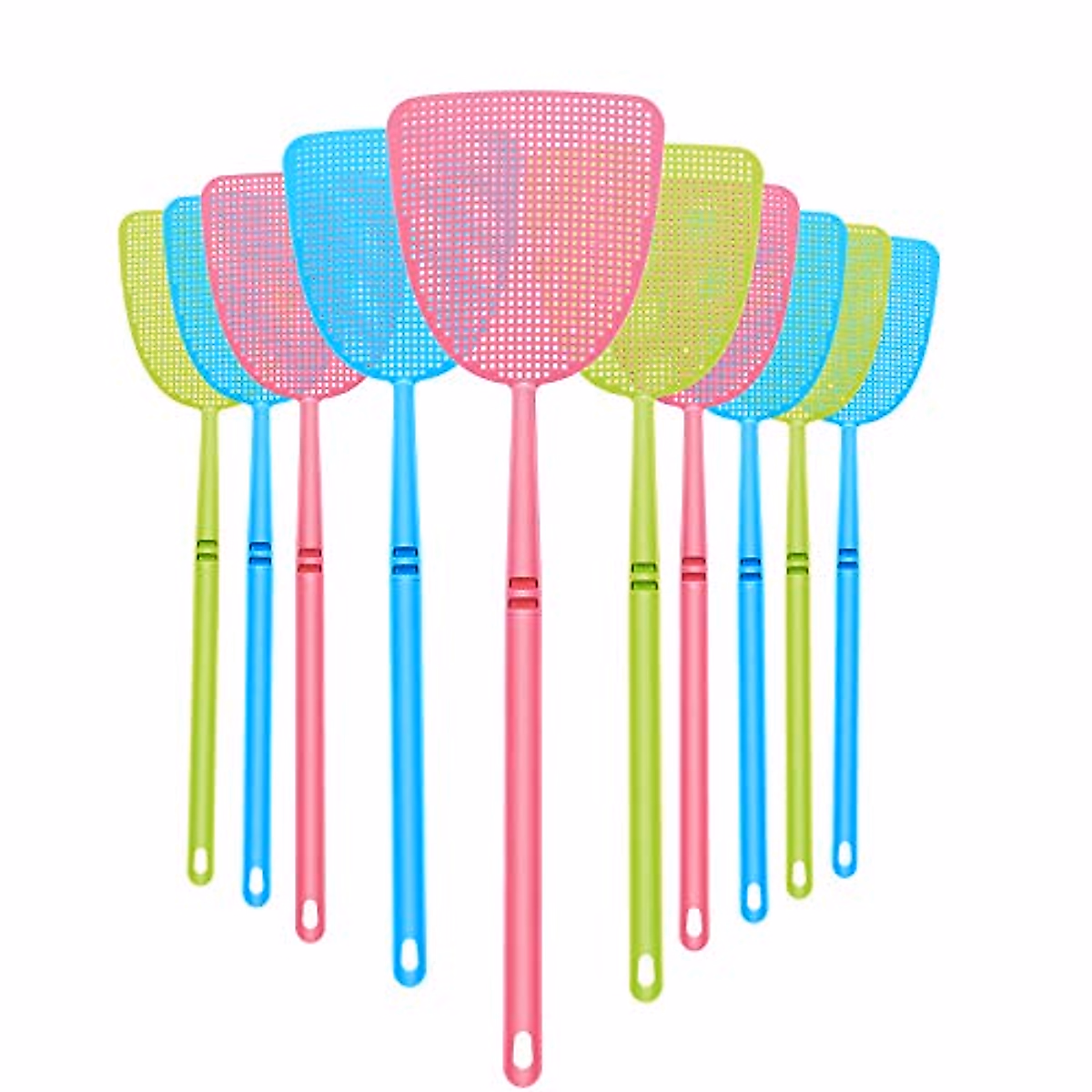 10 Pieces Fly Swatter, Colorful Strong Flexible Manual Fly Swat Set Plastic Durable Fly Swatter