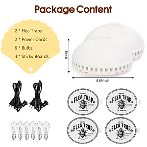 Flea Traps for Inside Your Home, 2 Pack Flea Trap Light with 4 Sticky Discs & 6 Bulbs, Shell Shape Electric Flea Killer Bed Bug Trap, Natural Indoor Pest Control Trap for Home, Safe to Pet & Child